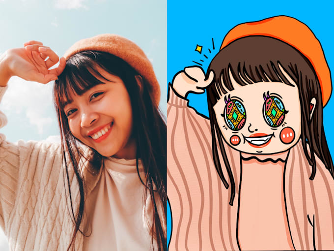 Draw you in exaggerated, cartoon, chibi, cute, unique style by Raeearts ...