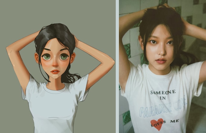 Draw a portrait in semi realism disney cartoon style by Naryart | Fiverr