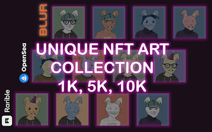 Create characters for 1k, 5k, 10k nft art collection with metadata by Studiozei | Fiverr