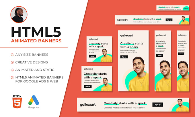 Design creative html5 animated web banner ads by Ooa_ui | Fiverr