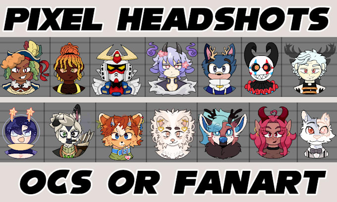 Pixel headshots of any character by Jazzy_j_wolf | Fiverr
