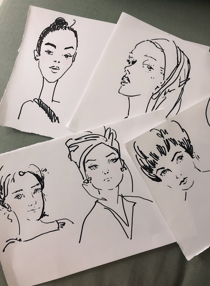 Create artistic line drawings, design element and portrait by Milkxunan ...