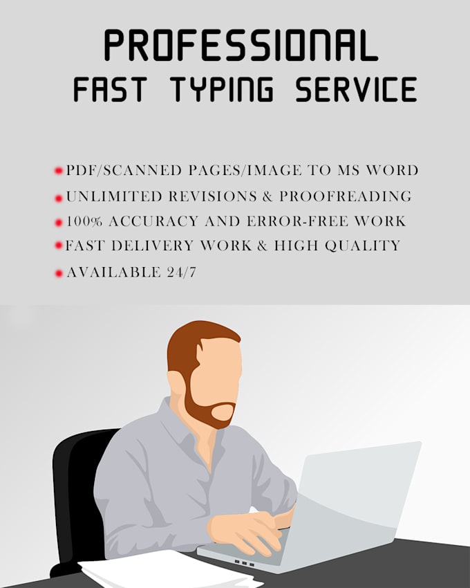 My services with accurate extra fast typing by Aswin44333 | Fiverr