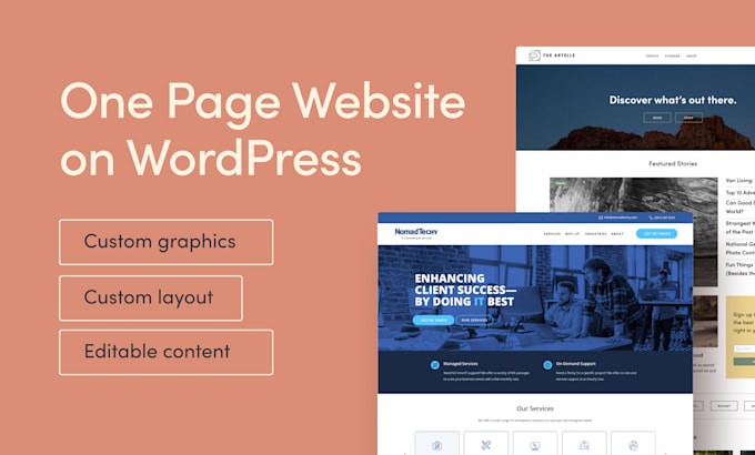 Design a one page website on wordpress by Anaphotospro | Fiverr
