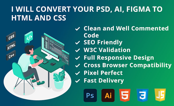 Convert psd to html, ai to html, figma to html, xd to html by Yudhit08 | Fiverr
