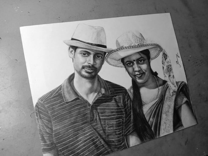 Drew realistic graphite pencil portrait,pencil sketch by Parvez952 | Fiverr