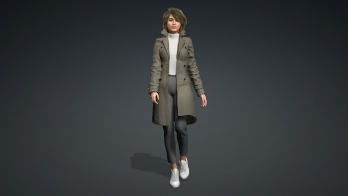 Do a fully rigged and ready to animate 3d character with clothing ...