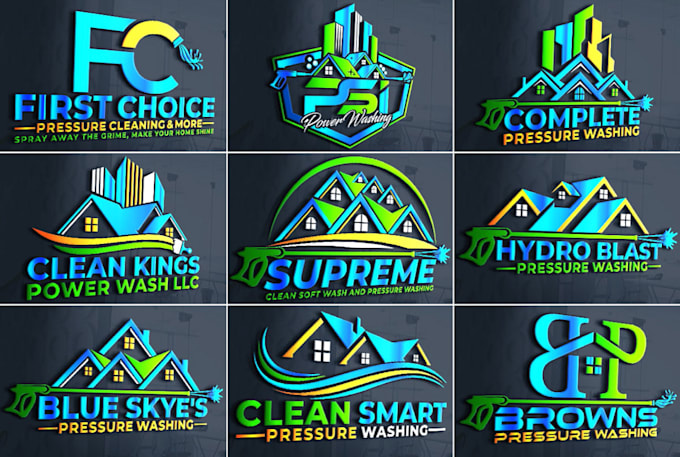 Clean house pressure washing cleaning and power washing logo by Designs ...