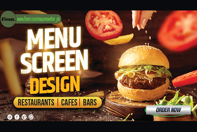 Design digital screen menu for your cafe, bar or restaurant food manu ...