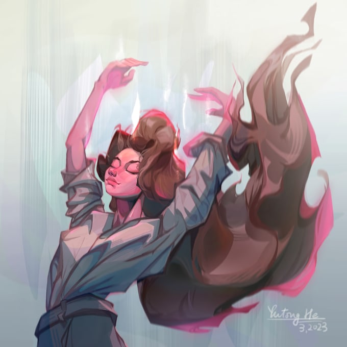 Draw character illustration for any way you needs by Yutong_he_leo | Fiverr