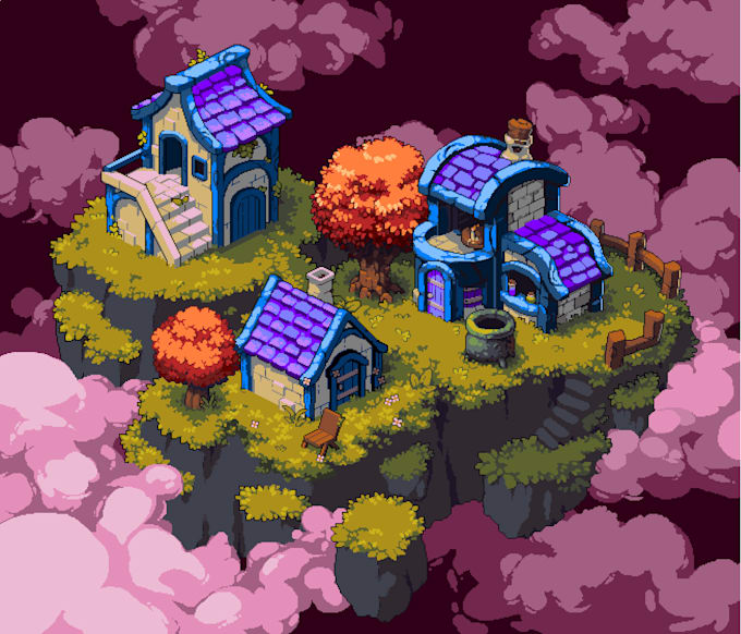 Make pixel art background and animation by Caprino_eros | Fiverr