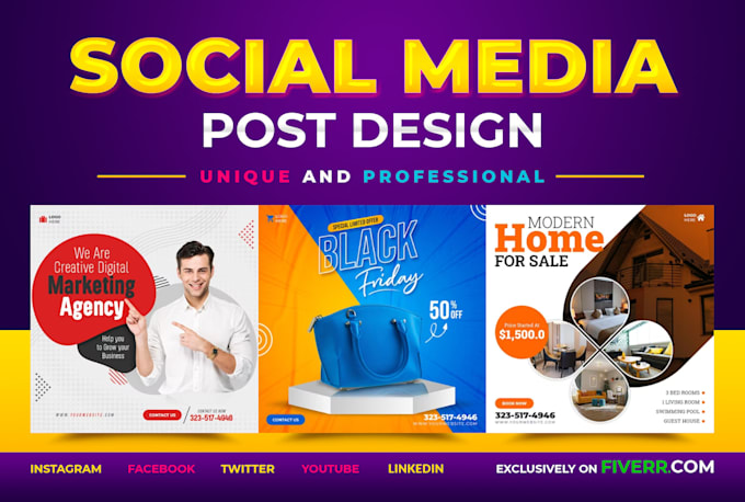 Create social media design,facebook posts, instagram posts,twitter ...