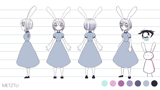 Make a character sheet turn around in anime style by Aoikame | Fiverr