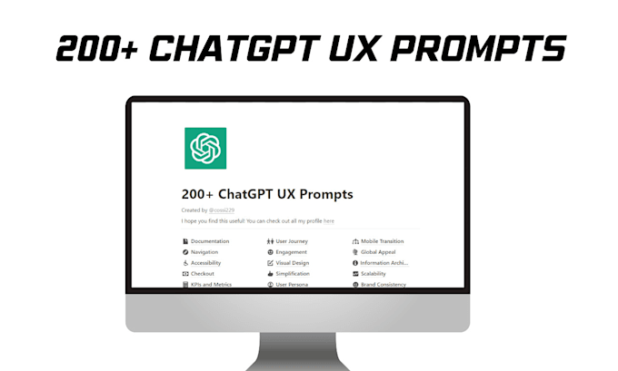 Provide 200 chatgpt ux prompts by Cossi229 | Fiverr