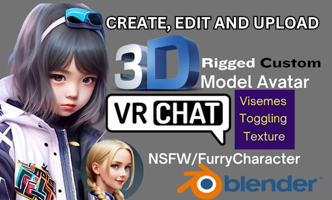 Vrchat avatar 3d vtuber upload model 3d game character modeling vr chat ...