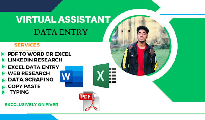 Your virtual assistant for excel data entry, copy paste, web research by Rafat_syed11 | Fiverr