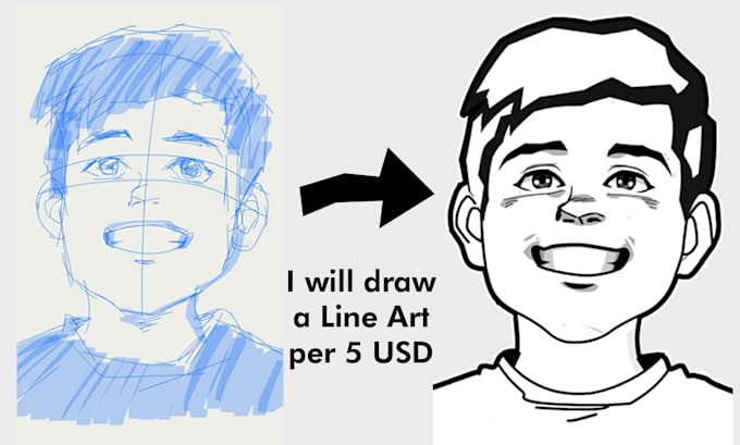 Draw a line art based in your sketch by Eknmangaka | Fiverr