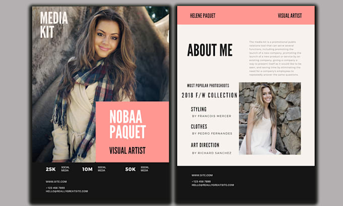 Design an influencer media kit, press kit, speaker one sheet by Mazdoor79 | Fiverr