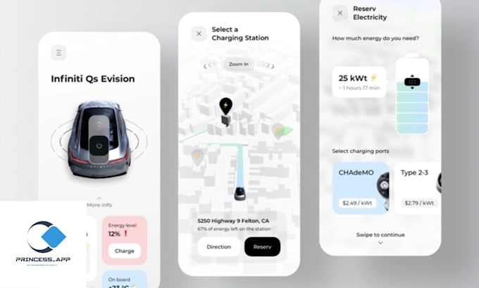 Develop custom ev car charging app, ui ux design for android and ios by ...