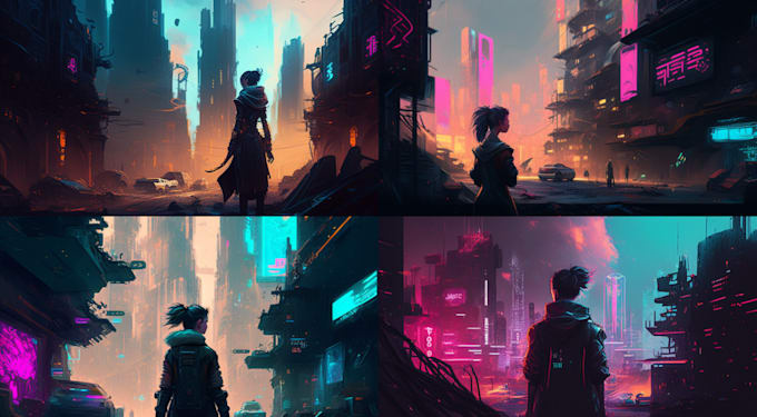 Create quality futuristic cyberpunk themed advanced ai art by ...