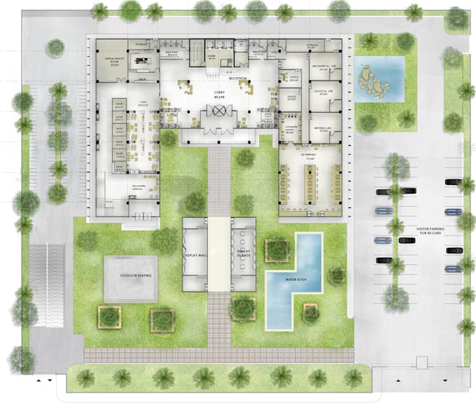 Render your floor plan or site plan in photoshop by Architectmunem | Fiverr