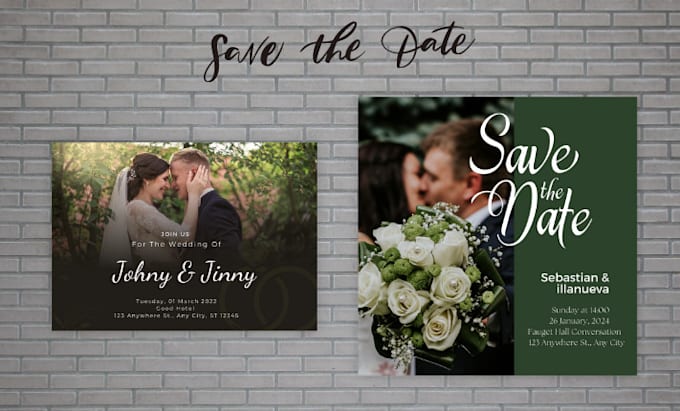 Create unique and custom save the date designs by Narmeennisar | Fiverr