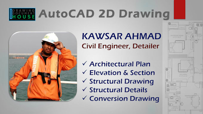 Draw autocad 2d architectural, structural and conversion drawing by ...