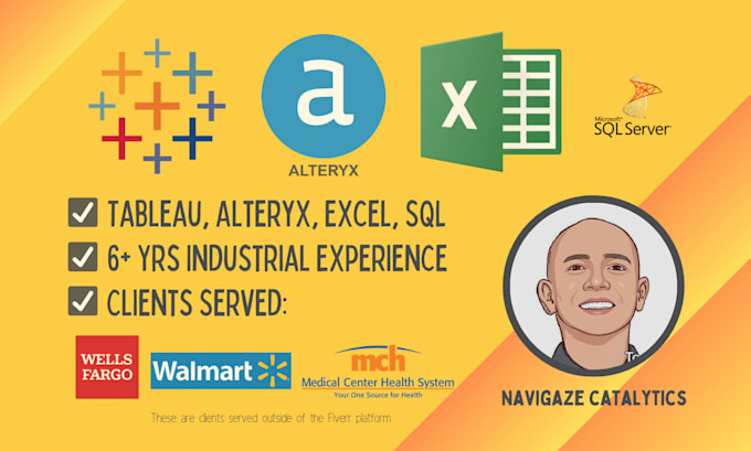 Assist with alteryx, tableau, excel, sql or tableau prep by Navi_catalytics | Fiverr