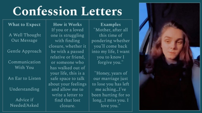 Write a confession letter for you by Mystichoney28 | Fiverr