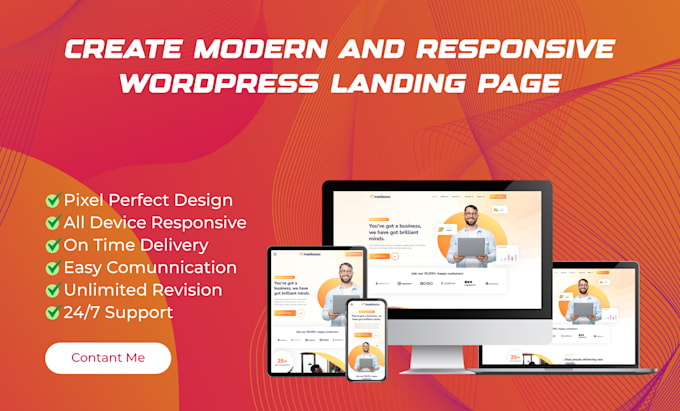 Create modern and responsive wordpress landing page design by Techsitebd | Fiverr