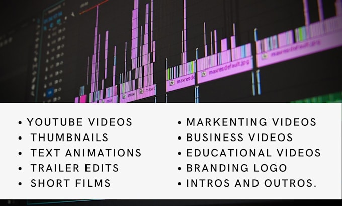 Edit youtube videos, thumbnails, commercial adds, text animations etc ...