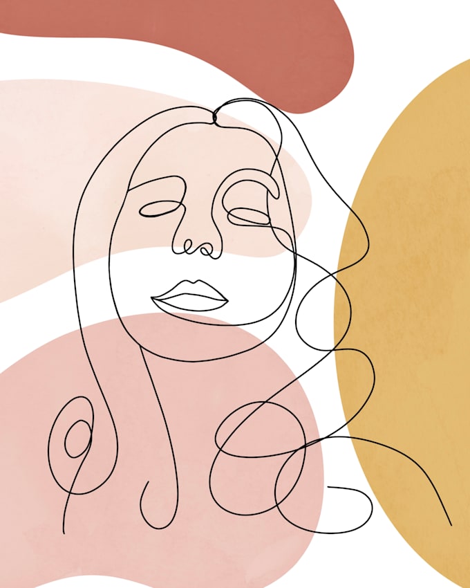 Create a mid century modern line art portrait from a photograph by ...