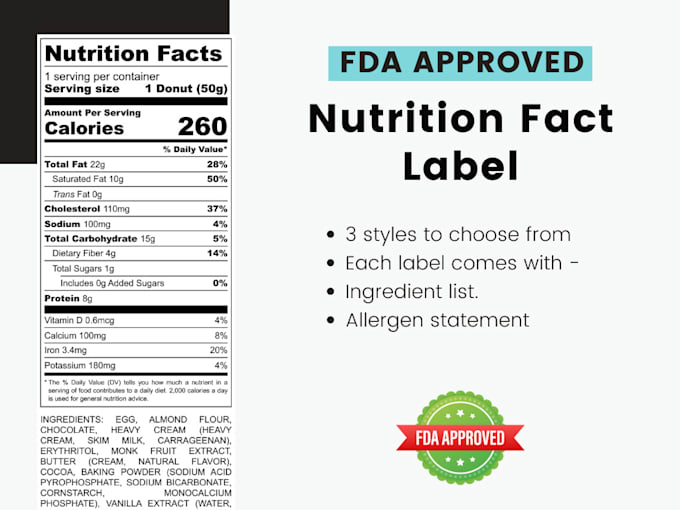 Create your fda nutrition label for your food product by Kreativdzines ...