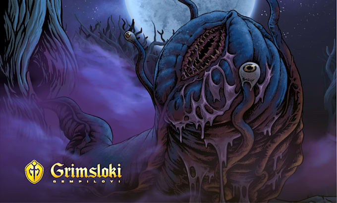 Draw detailed creepy and terrifying dark art illustration by Grimsloki ...