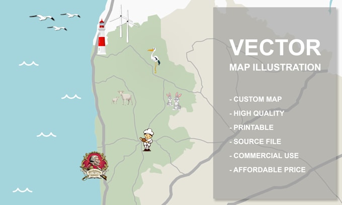 Draw vector map in illustrator by Craftysvgfiles | Fiverr