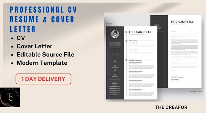 Design your professional cv or resume with a cover latter by Thecreafor ...