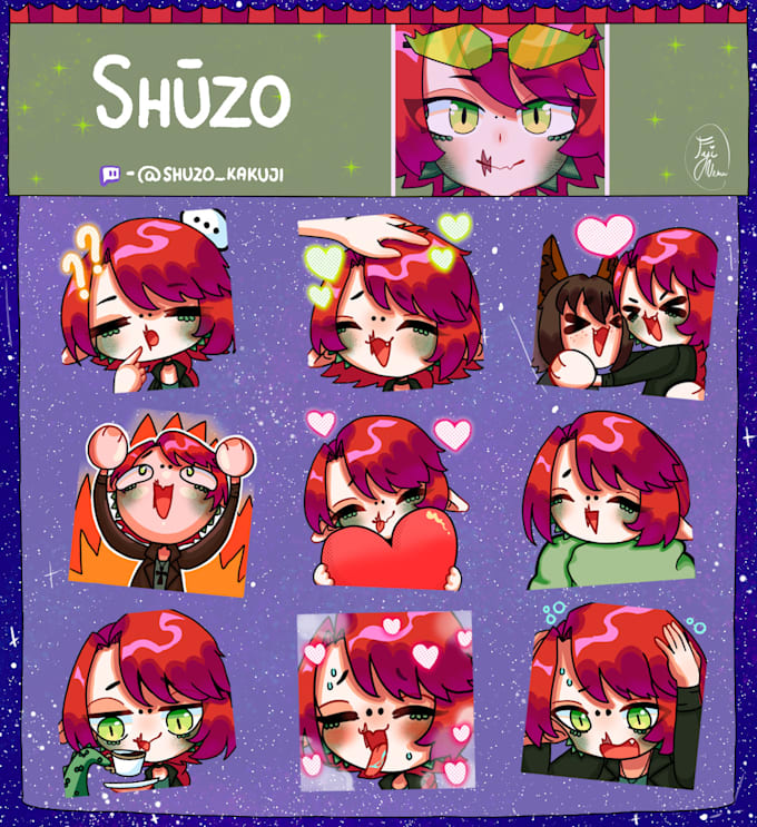 Draw you static emotes by Kairoumizuma | Fiverr