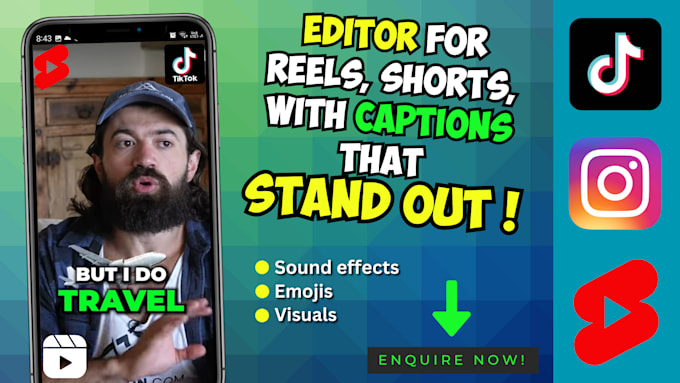 Edit reels, shorts and tiktoks with engaging captions by Jay_platt | Fiverr