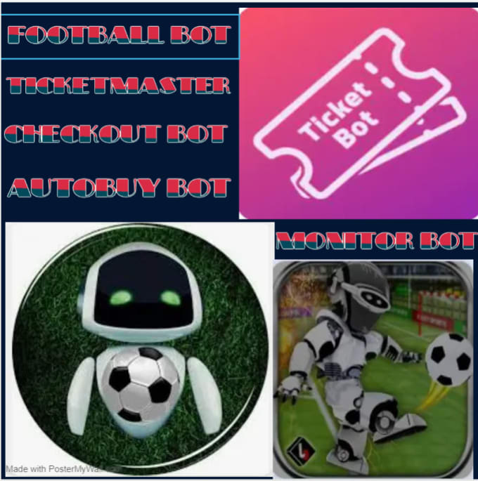 Develop ticket bot , auto purchase bot , football ticket, auto buy bot ... Develop ticket bot , auto purchase bot , football ticket, auto buy bot ...