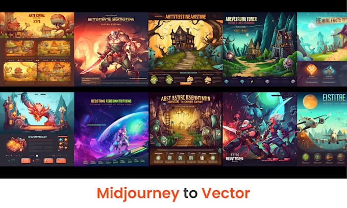 Create web game concept in midjourney and convert it to vector by ...