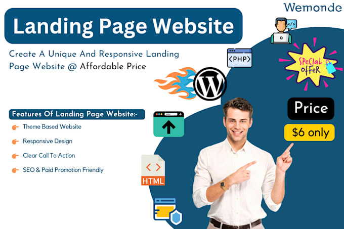Design and develop the landing page website on theme based by Wemo2015 ...