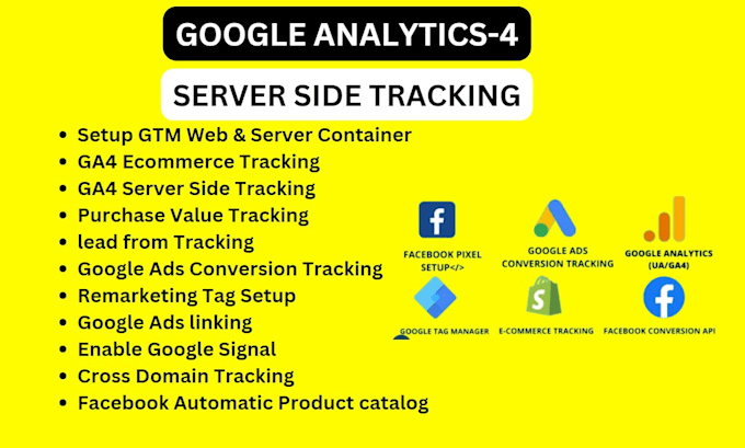 Setup google analytics 4, ga4 ecommerce server side tracking, ads ...