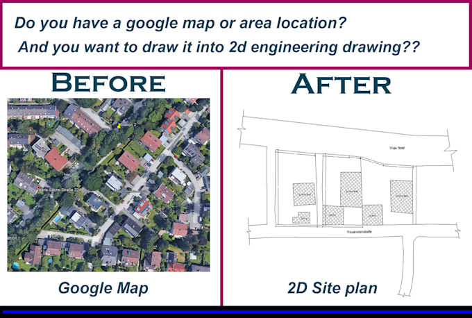 Draw 2d site plan on autocad from google maps or hand sketch by ...
