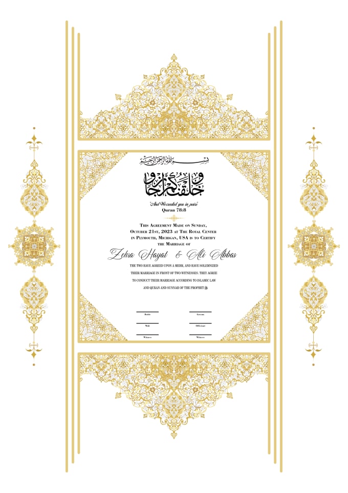 Design marriage certificate, nikah nama design, borders by ...