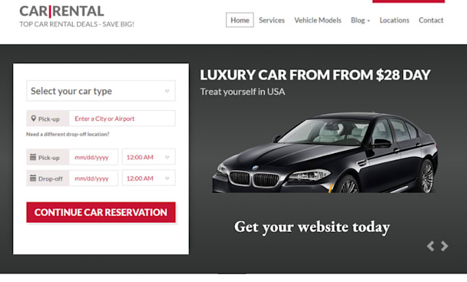 Custom car rental website design and development services by ...