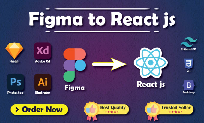 Convert psd xd figma to react, with tailwind css, bootstrap by ...
