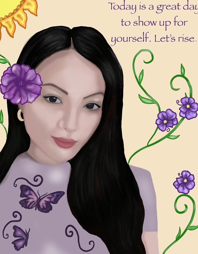 Create digital drawing portrait with or without quote you choose by ...