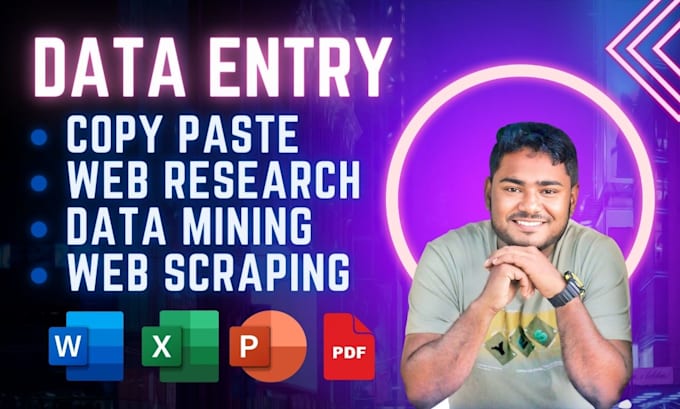 Data entry, mining, excel data, web scraping, typing and copy paste ...