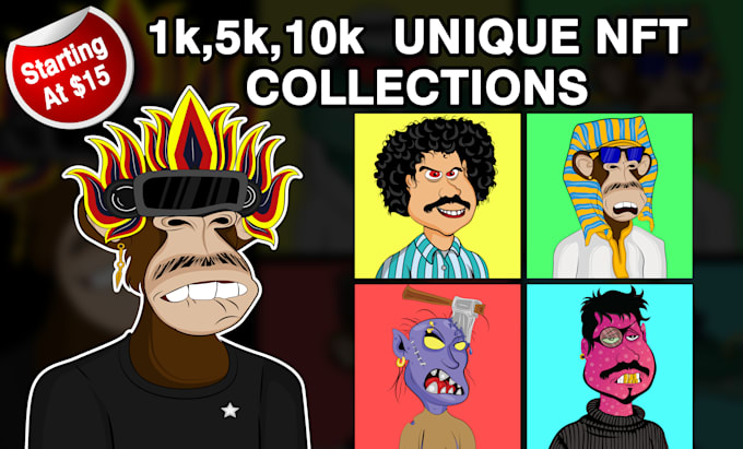 Create unique doodle nft art collection upto 100, 1k or 10k nfts by Bhagyachathu | Fiverr
