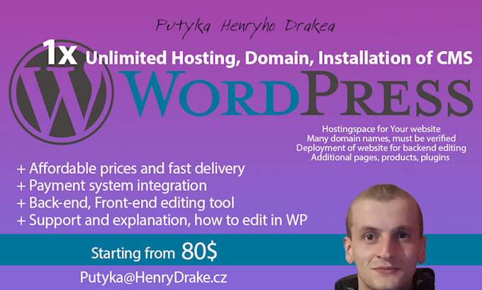 Provide you unlimited czech web hosting and domain with no code cms ...